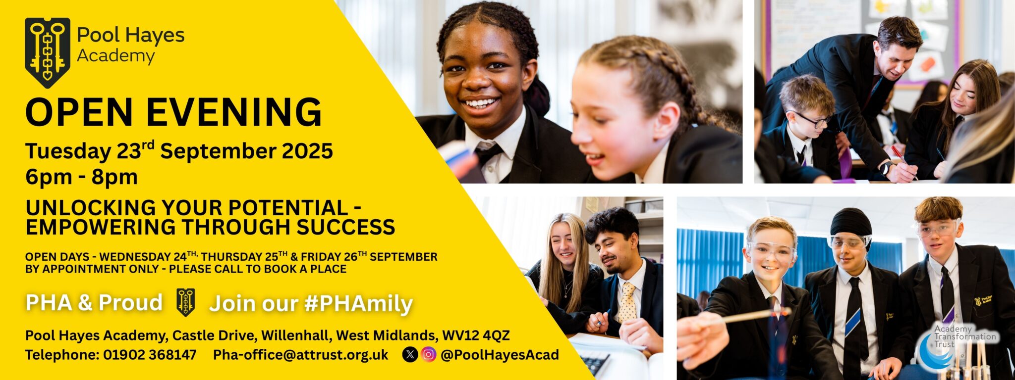 Open Evening - Tuesday 23rd September 2025 - Pool Hayes Academy